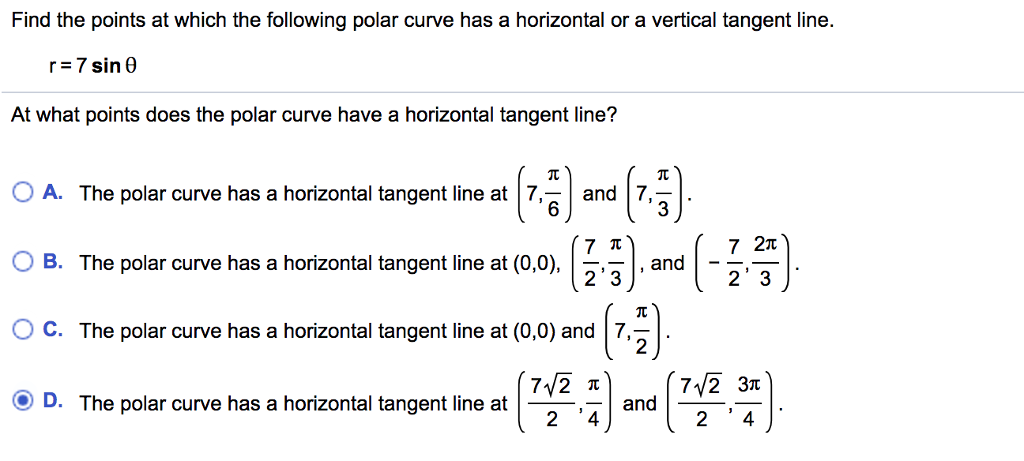 Solved Find the points at which the following polar curve | Chegg.com