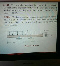 Solved The beam has a rectangular cross section as shown. | Chegg.com