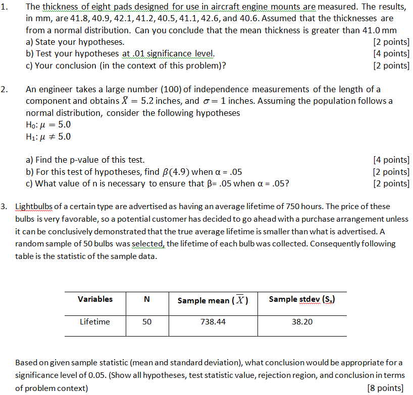 1. The thickness of eight pads designed for use in | Chegg.com