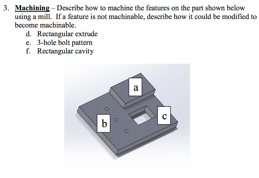 Solved Describe how to machine the features on the part | Chegg.com