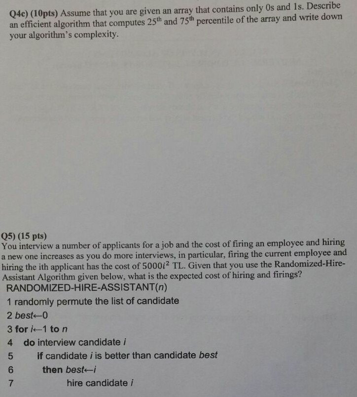 Solved Q4e) (10pts) Assume that you are given an array that | Chegg.com