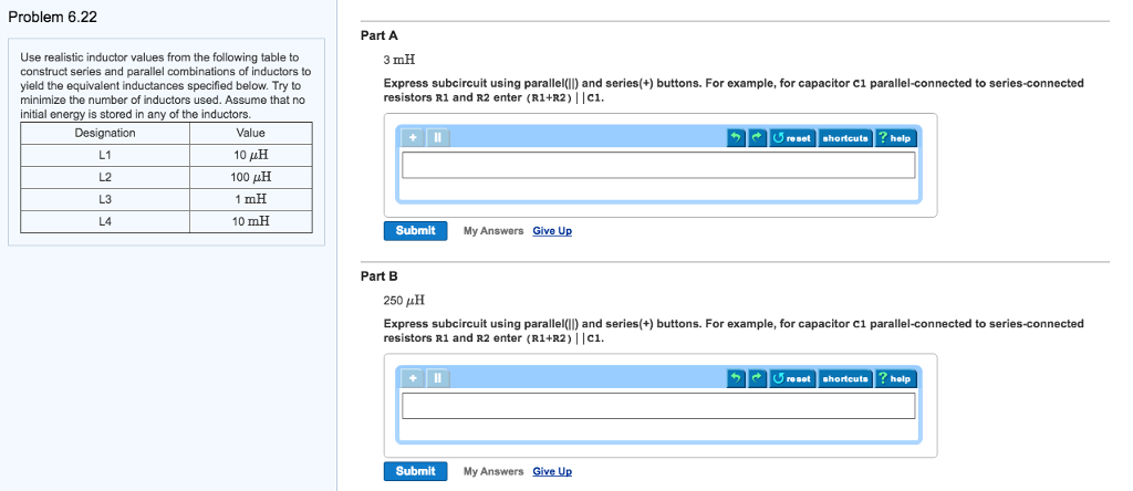 Solved Problem 6.22 Part A Use realistic inductor values | Chegg.com