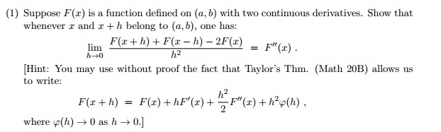 Solved Suppose F(x) is a function defined on (a. with two | Chegg.com