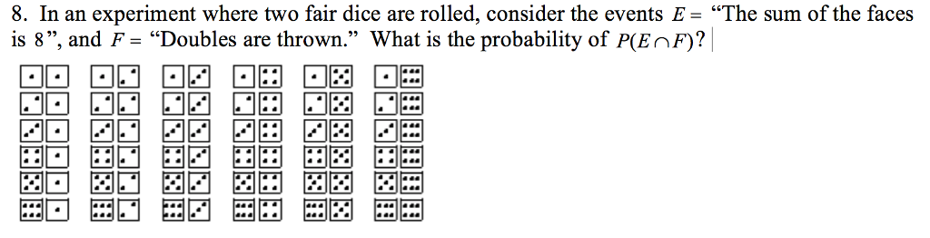 Solved In an experiment where two fair dice are rolled, | Chegg.com