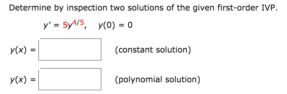 Solved Determine by inspection two solutions of the given | Chegg.com