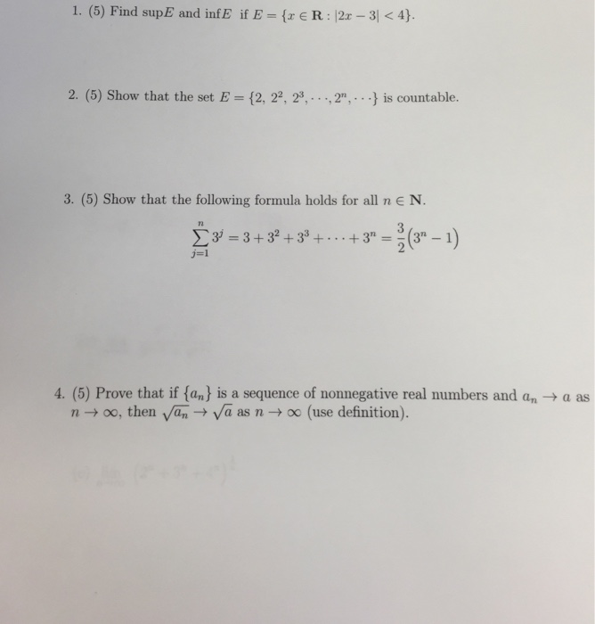 Solved Find sup E and inf E if E = {x R: |2x - 3|