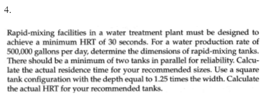 Solved Rapid-mixing facilities in a water treatment plant | Chegg.com