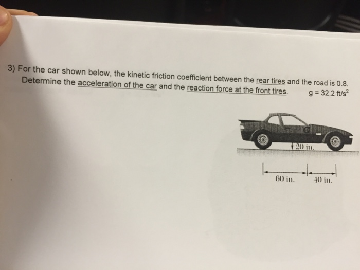 Solved For the car shown below, the kinetic friction | Chegg.com