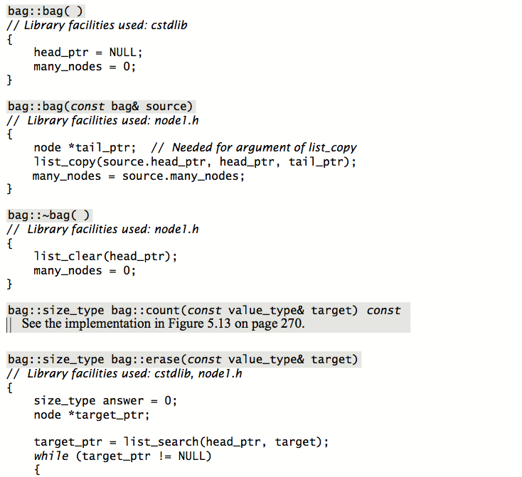 Solved I FILE: bag3.cxx /1 CLASS implemented: bag (See | Chegg.com