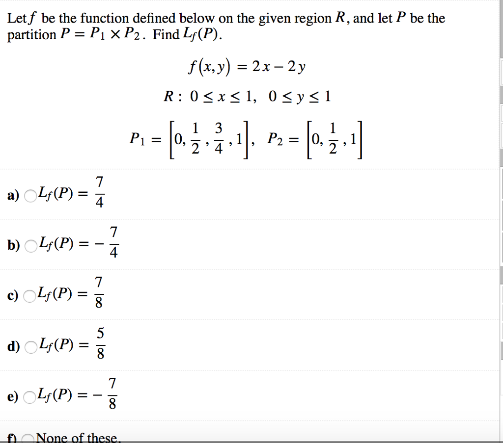 Solved Letf Be The Function Defined Below On The Given