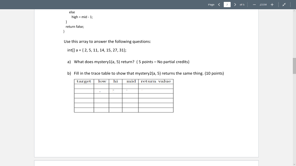Solved Page ot 5 2OOM 2. Arrays, Functions The following two | Chegg.com