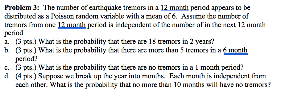 Solved The Number Of Earthquake Tremors In A 12 Month Period Chegg Solved The Number Of Earthquake Tremors In A 12 Month Period Chegg