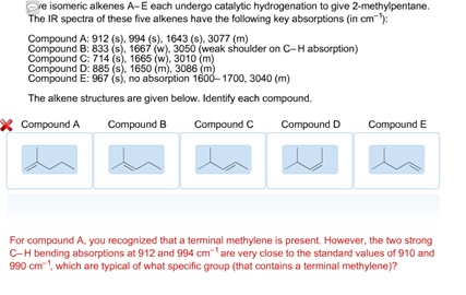 isomeric alkenes A-E each undergo catalytic | Chegg.com