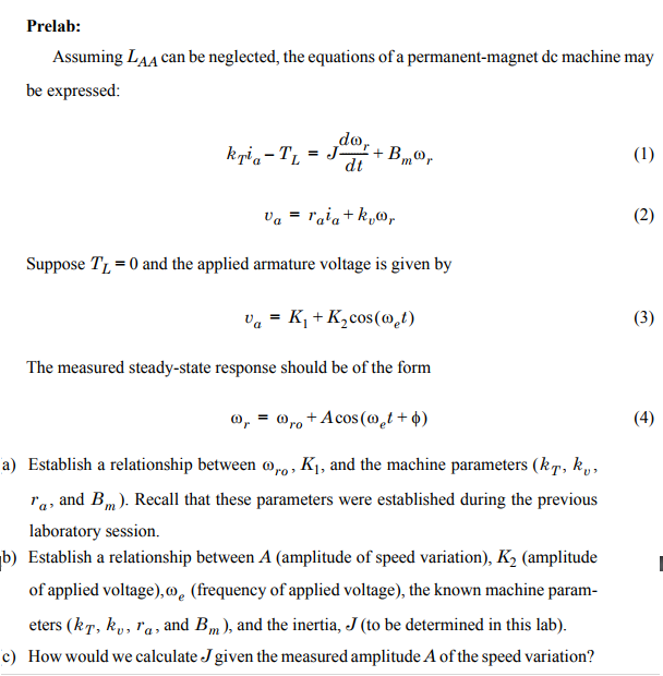 Prelab: Assuming LAA can be neglected, the equations | Chegg.com