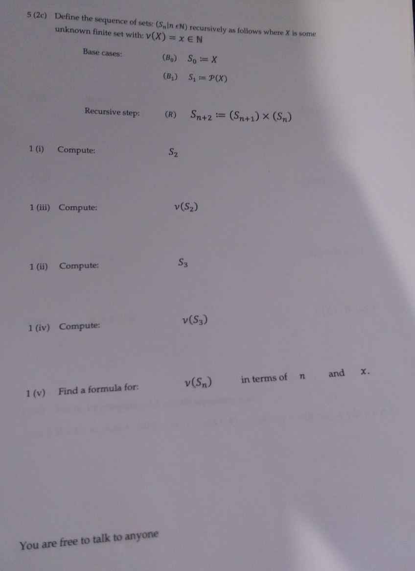 Solved Define the sequences of sets: (Sn\n N) recursively | Chegg.com