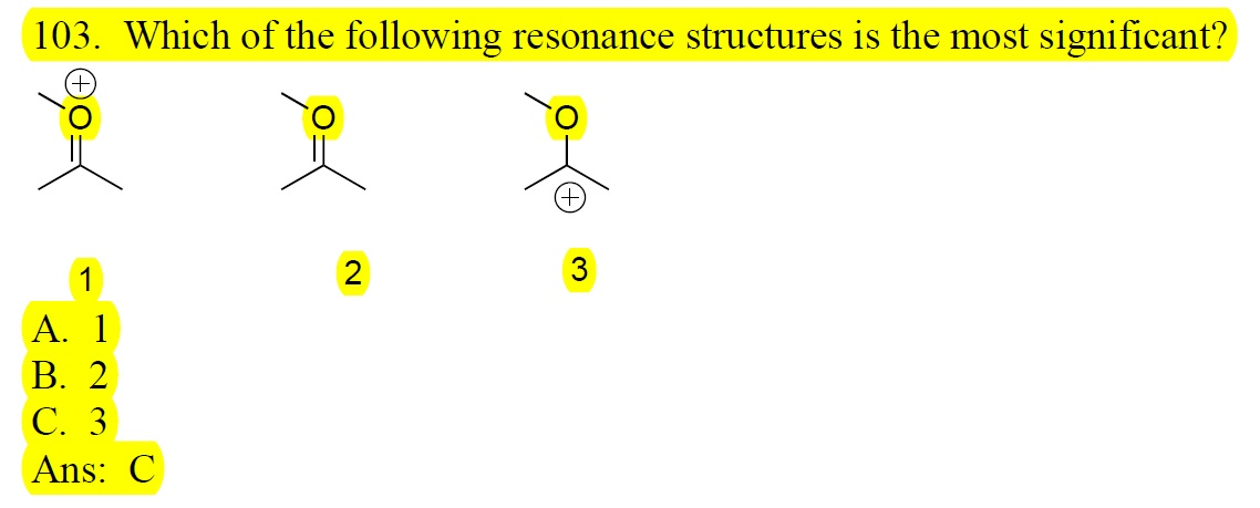 Solved Which of the following resonance structures is the | Chegg.com