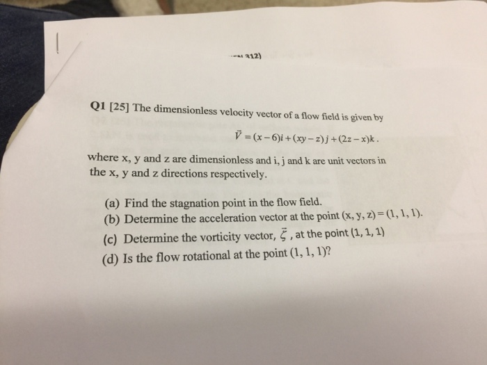 Solved The dimensionless velocity vector of a flow field is | Chegg.com