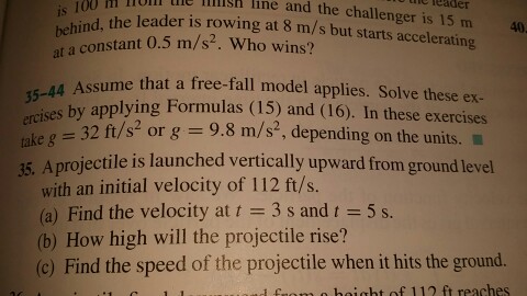 Solved Assume that a free-fall model applies. Solve these | Chegg.com