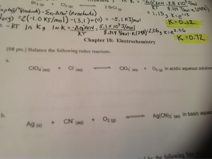 Solved Balance the following redox reactions. | Chegg.com