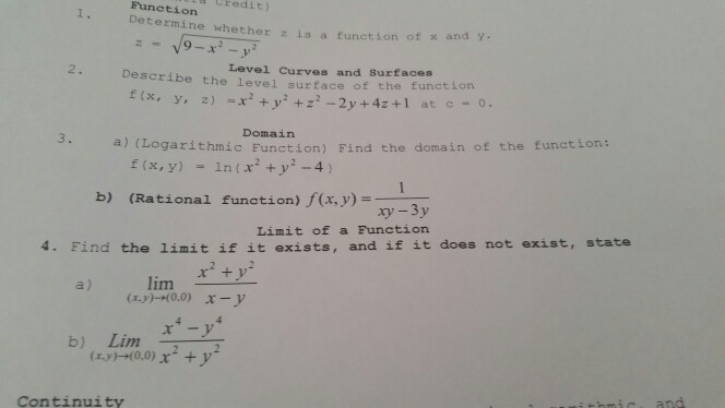 Solved redit) 1. Determine whether z is a function of x and | Chegg.com