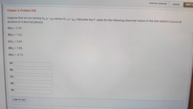 Solved PRINTER VERSION BACK NEXT Chapter 4, Problem 028 | Chegg.com