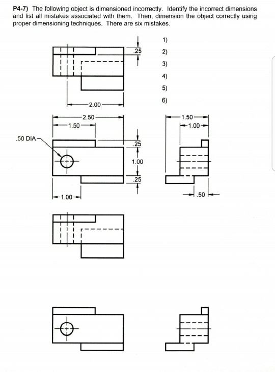Solved P4-7) The following object is dimensioned | Chegg.com