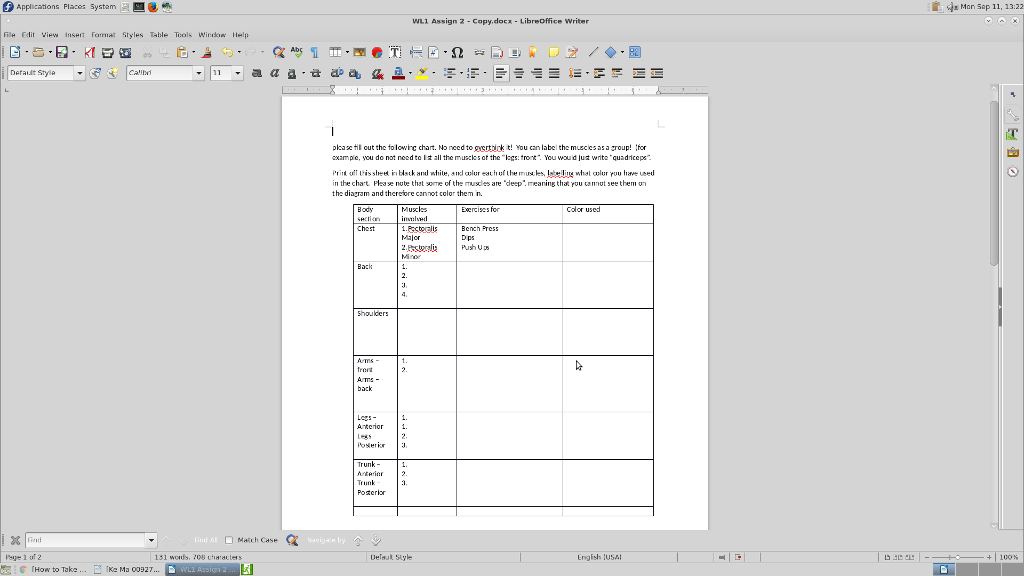 Solved Please fill out the following chart. No need to | Chegg.com