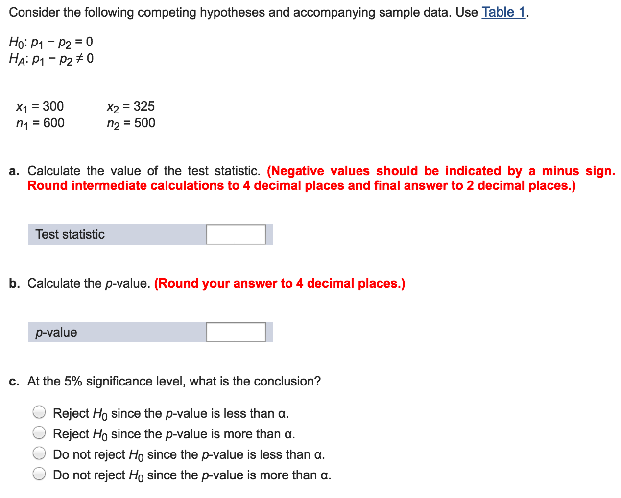 Solved Consider the following competing hypotheses and | Chegg.com