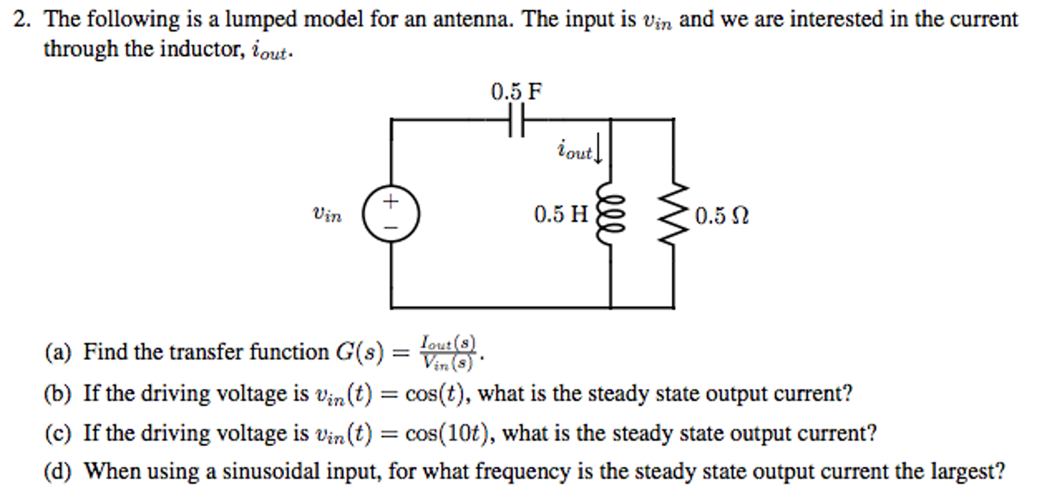 Solved The following is a lumped model for an antenna. The | Chegg.com