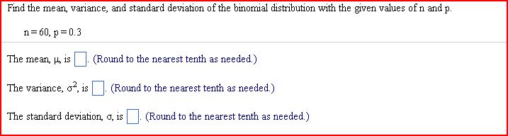 Solved Find the mean variance, and standard deviation of the | Chegg.com