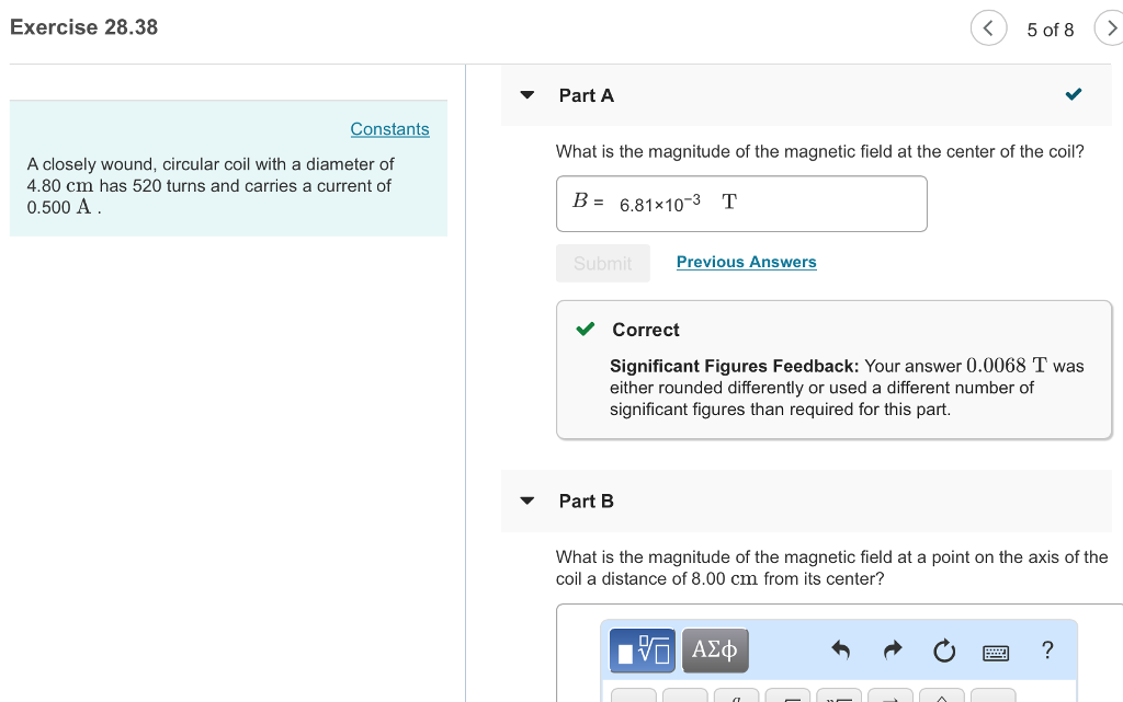 Solved Exercise 28.38 Part A Constants What is the magnitude | Chegg.com