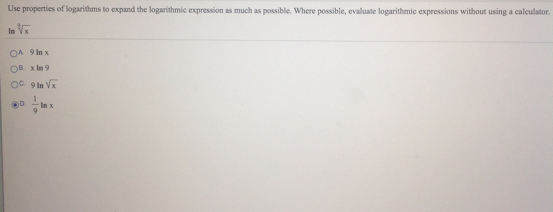 Solved Use properties of logarithms to expand the | Chegg.com
