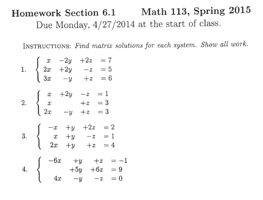 Solved Find the matrix solutions for each system. Show all | Chegg.com
