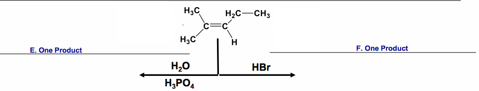 Solved E. One Product H3C H3C H2O H3PO4 H2C CH HBr F. One | Chegg.com