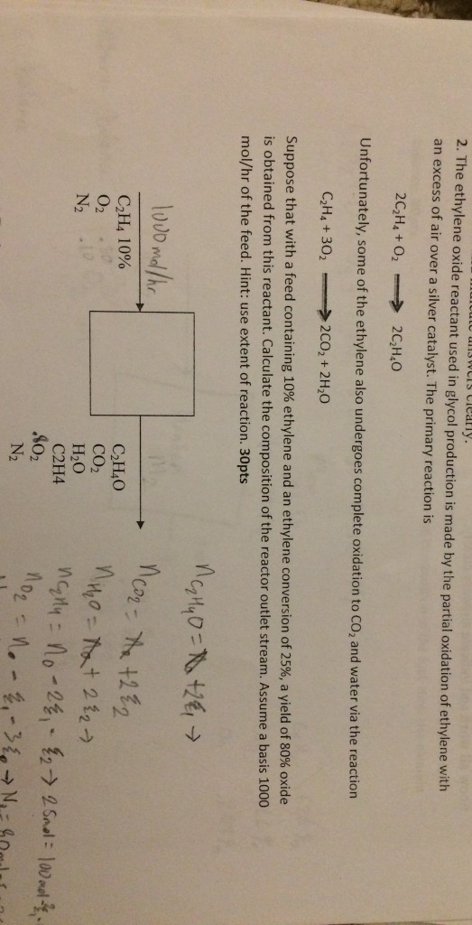 Solved 2. The ethylene oxide reactant used in glycol | Chegg.com