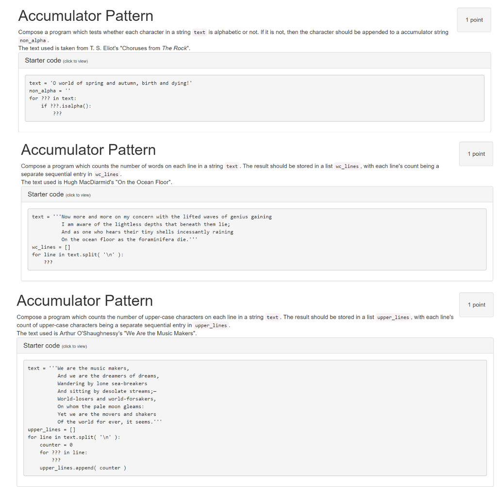 Solved Accumulator Pattern 1 Point Compose A Program Which 6646