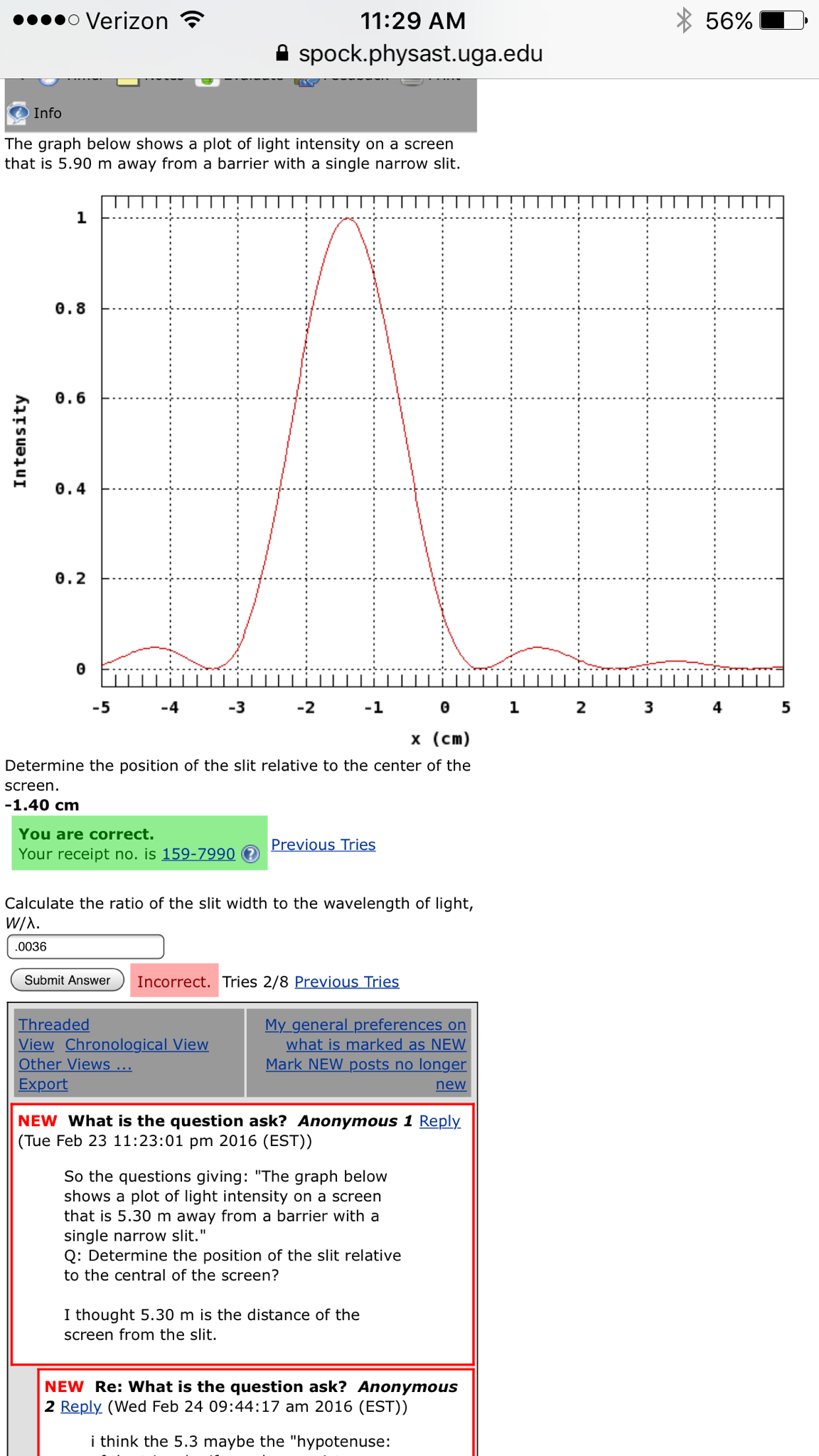 Solved Verizon 11:29 AM 56% a spock.physast.uga.edu Info The | Chegg.com