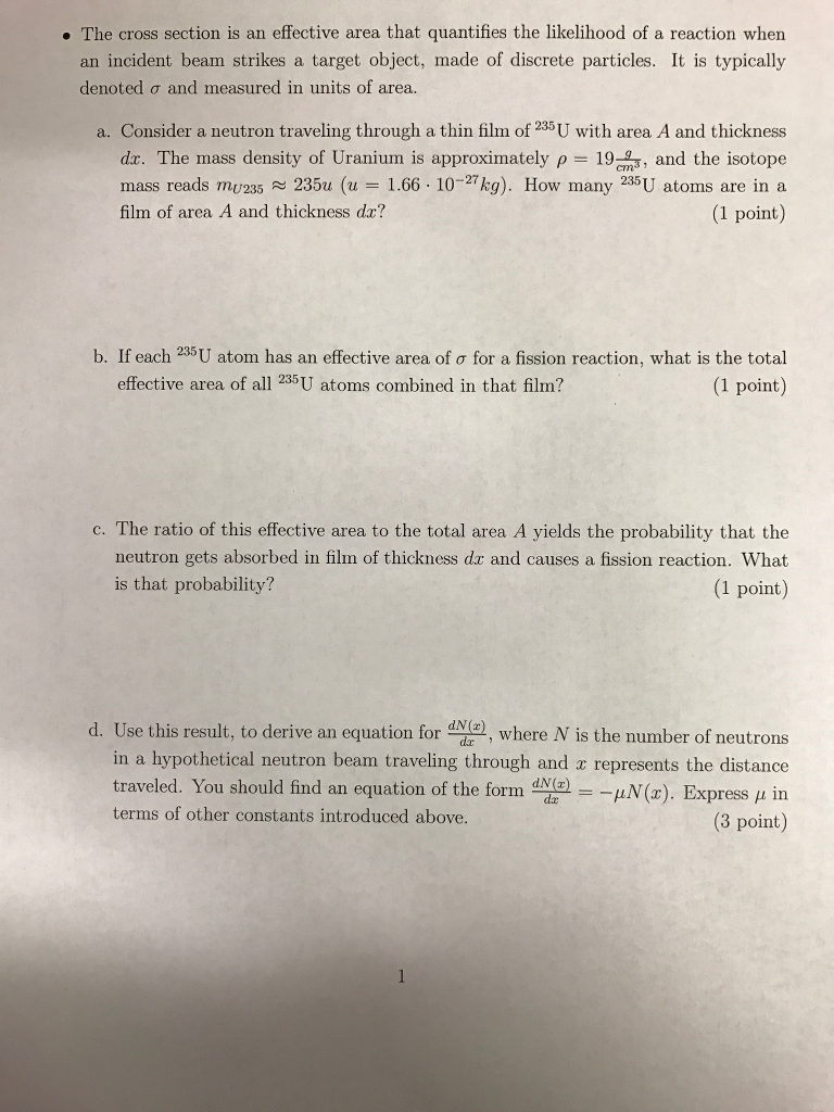 Solved The cross section is an effective area that | Chegg.com