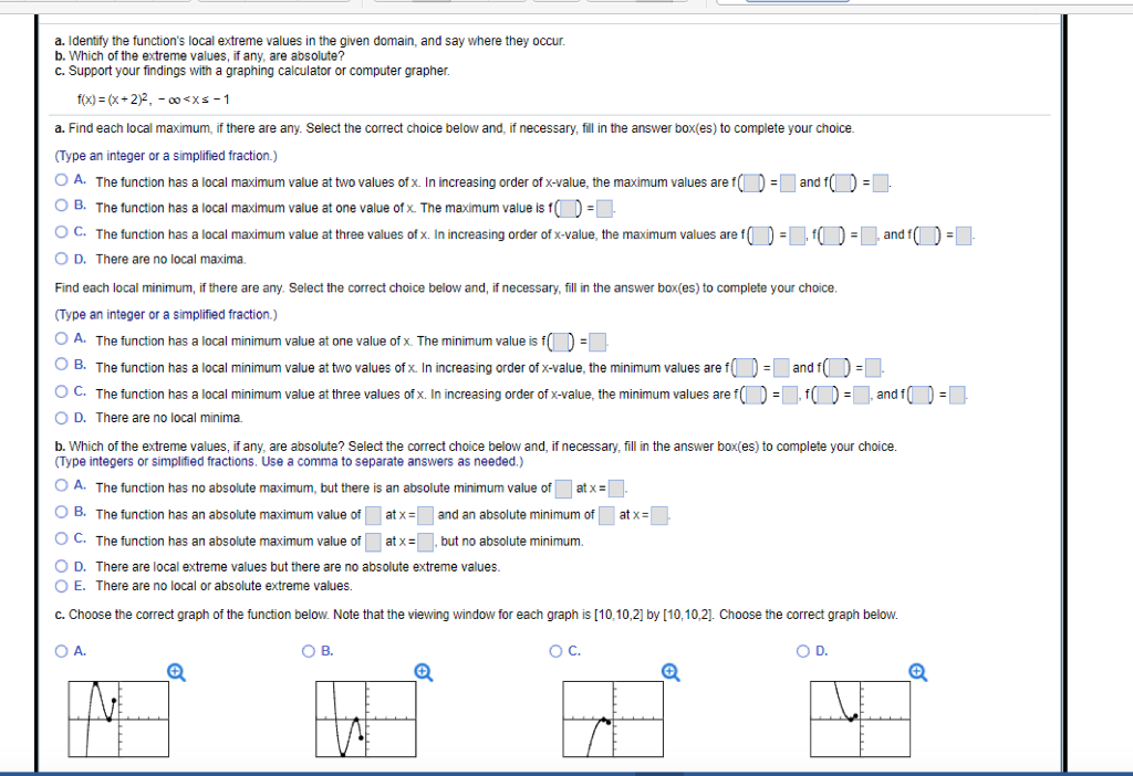 Solved a. Identify the function's local extreme values in | Chegg.com
