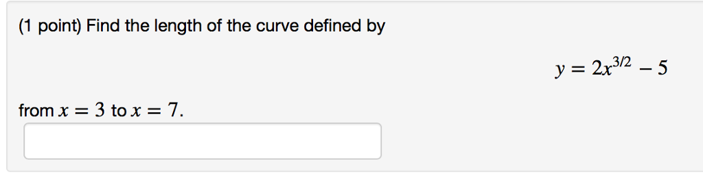 Solved (1 point) Find the length of the curve defined by | Chegg.com