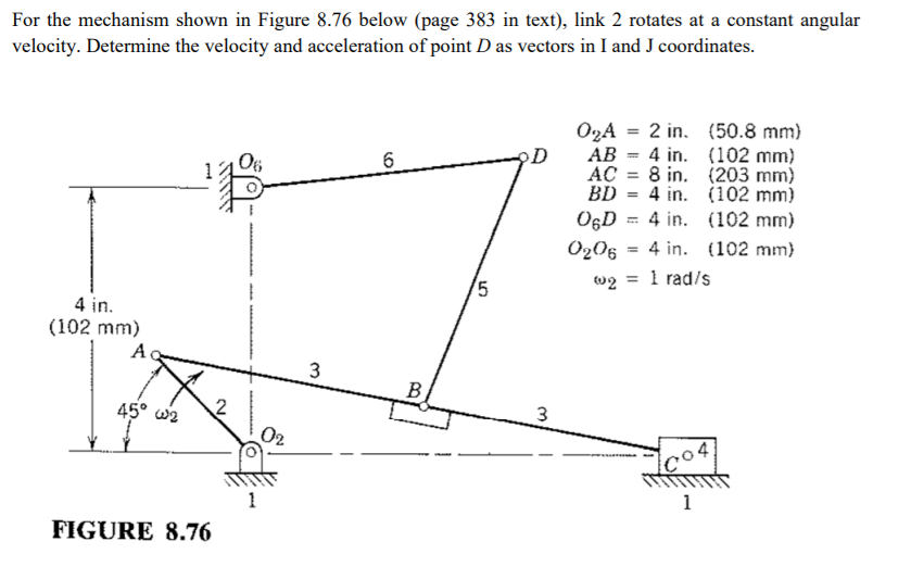 Solved For the mechanism shown in Figure 8.76 below (page | Chegg.com