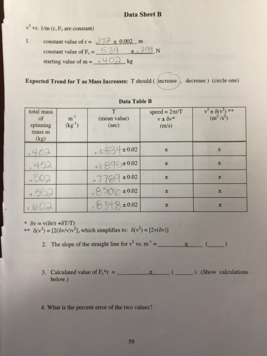 Solved constant value of r = constant value of F_c = | Chegg.com
