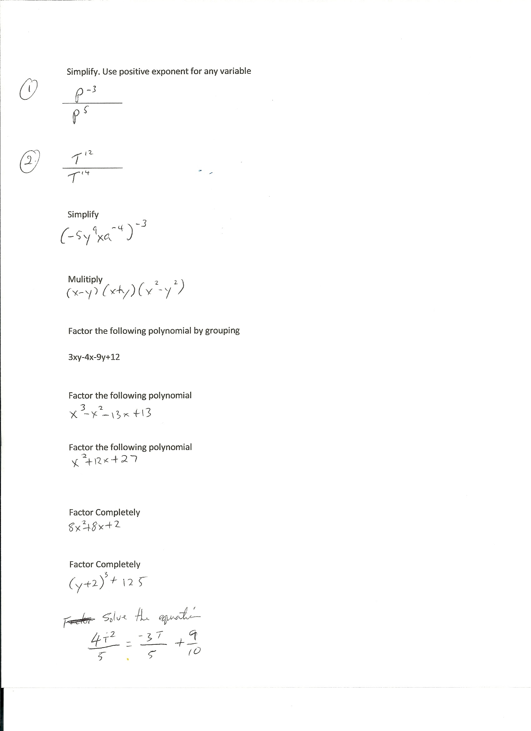 Solved Simplify. Use positive exponent for any variable P^-3 | Chegg.com