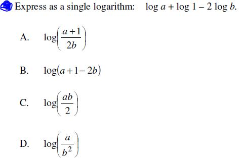 Solved Express as a single logarithm: log a + log 1 - 2 log | Chegg.com