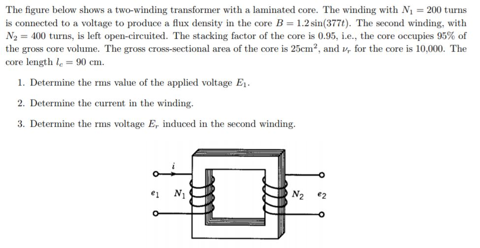 Solved The figure below shows a two-winding transformer with | Chegg.com