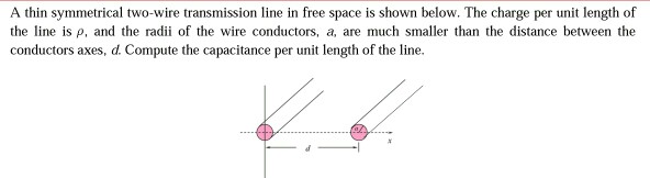 Solved A thin symmetrical two-wire transmission line in free | Chegg.com