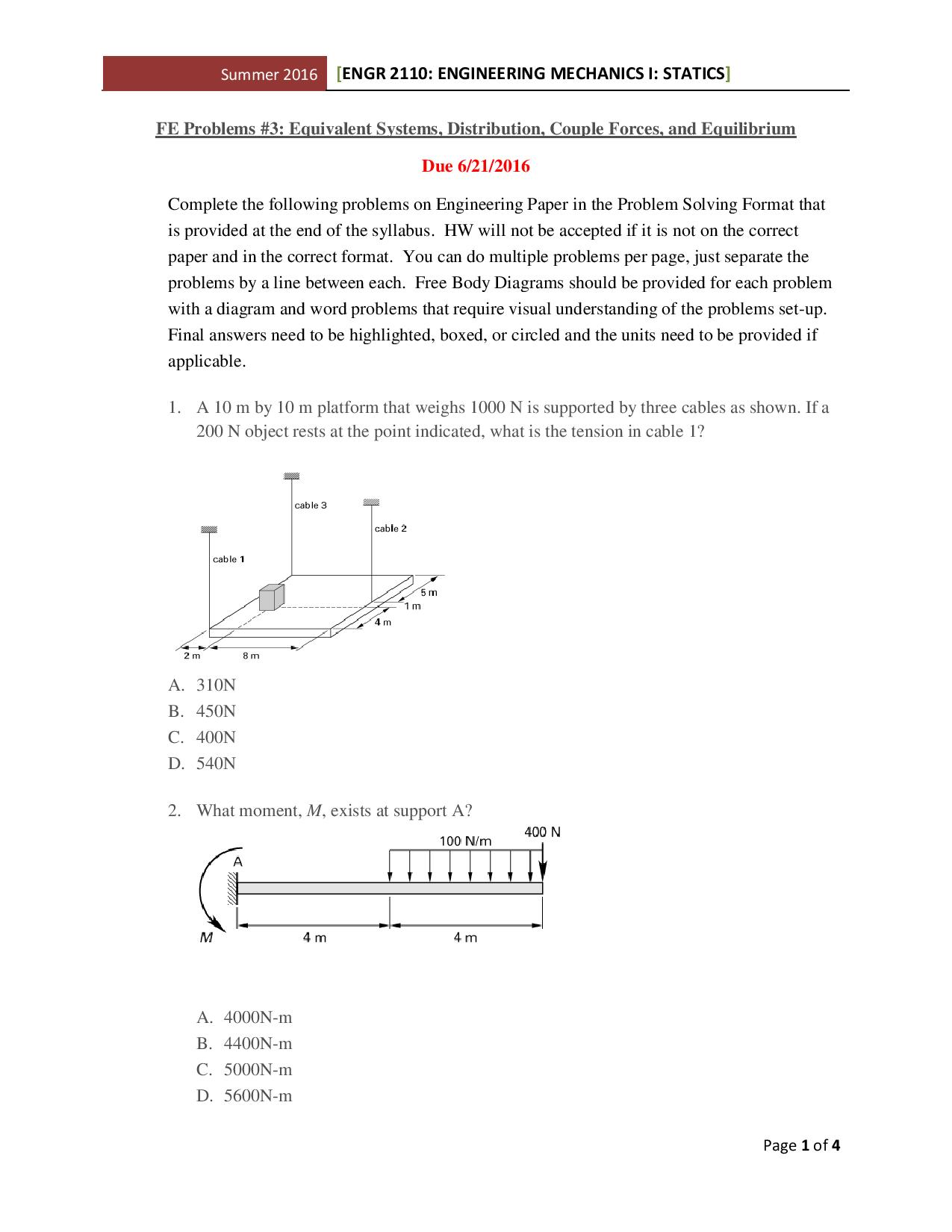 Solved Complete the following problems on Engineering Paper | Chegg.com