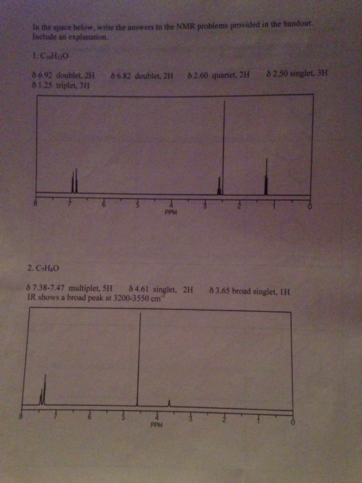 Solved Ia the space below, write the answers to the NMR | Chegg.com