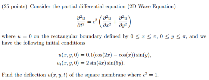 Solved Consider the partial differential equation (2D Wave | Chegg.com