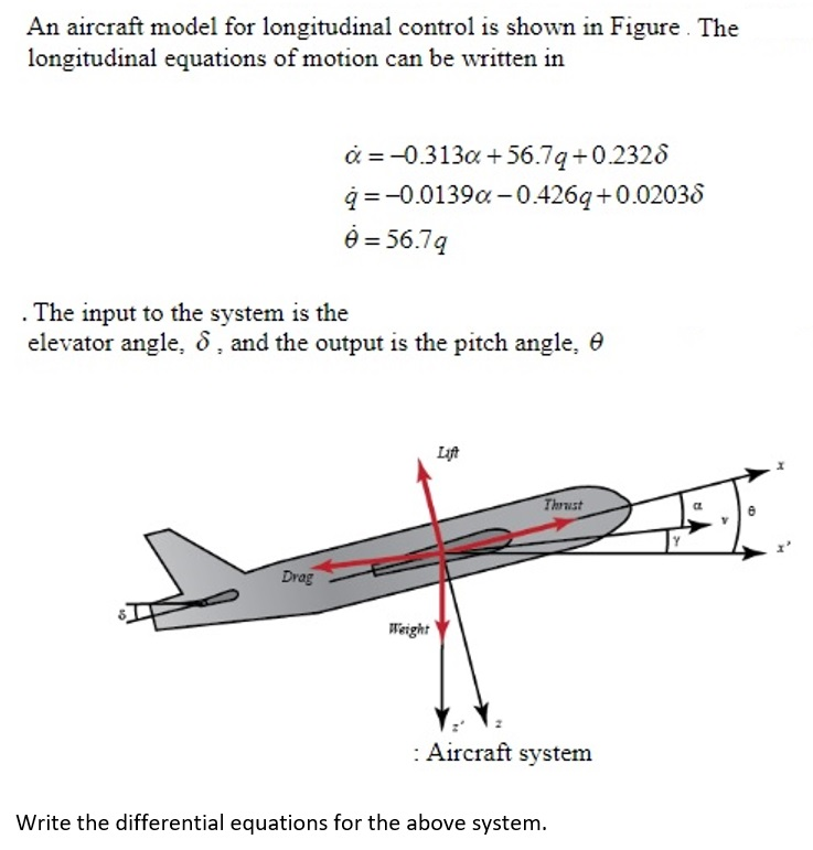 Solved ircraft model for 1 longitudinal equations of motion | Chegg.com